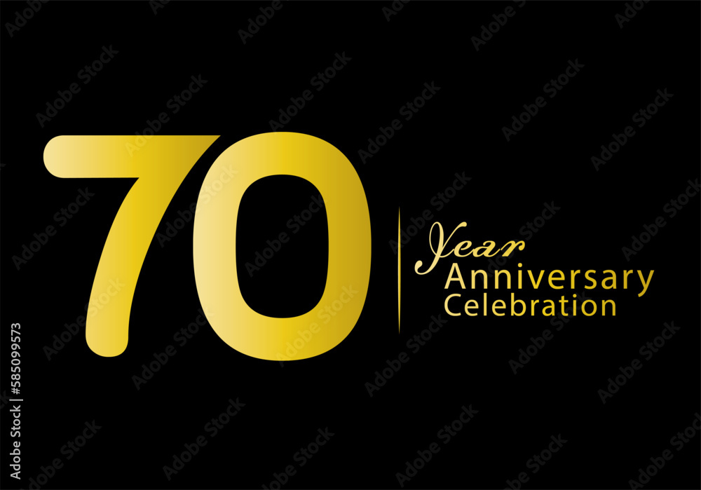 70 years anniversary celebration logotype gold color vector, 70th ...