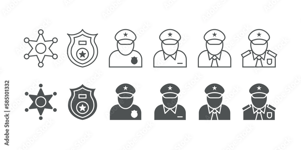 Police patrol. Safety guard icons. Road traffic department. Security or ...