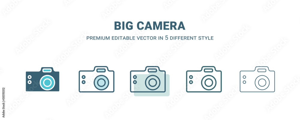 Vecteur Stock big camera icon in 5 different style. Outline, filled ...