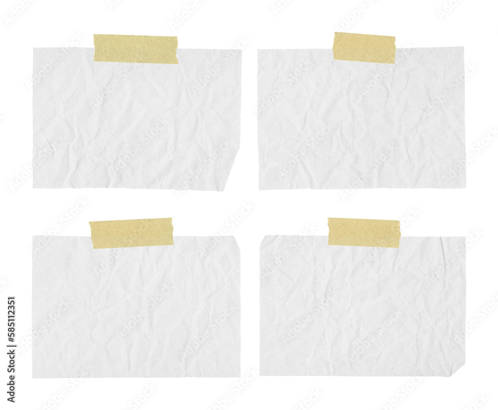 White ripped crumpled paper strips collection. Realistic paper scraps ...