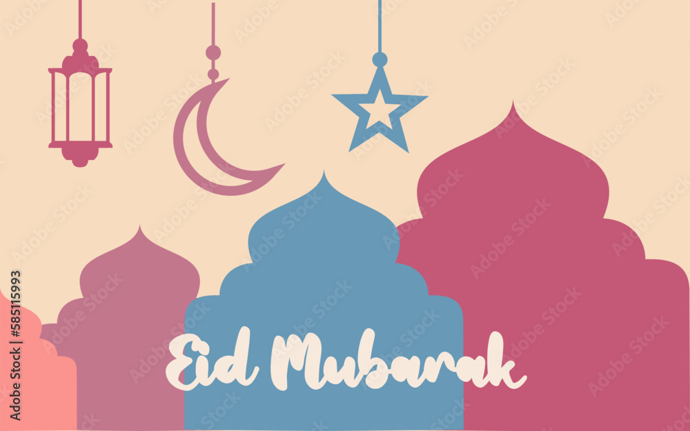 EID MUBARAK DESIGN IN MINIMALIST SILHOUETTE AND SIMPLE COLOURS Stock ...