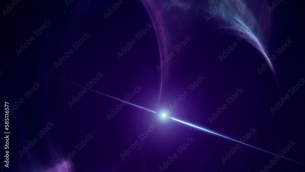 Concept of spinning pulsar in space nebula emitting high energy gamma ...