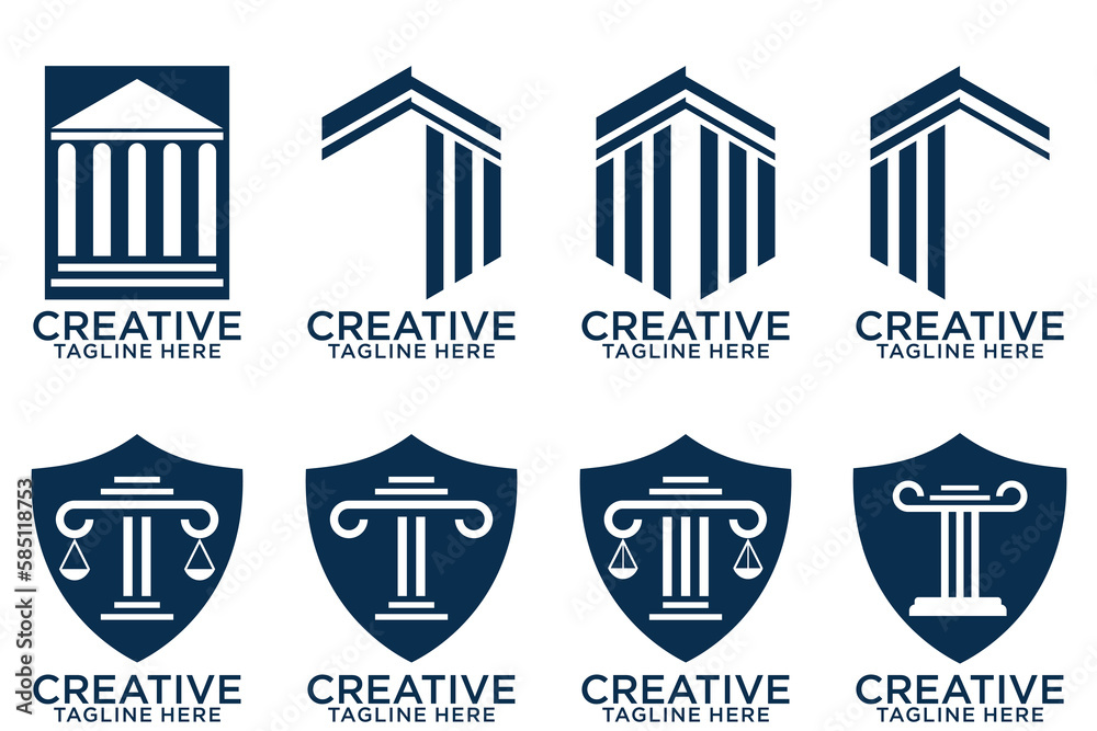 Law firm logo set. Law office logotypes set with scales of justice ...