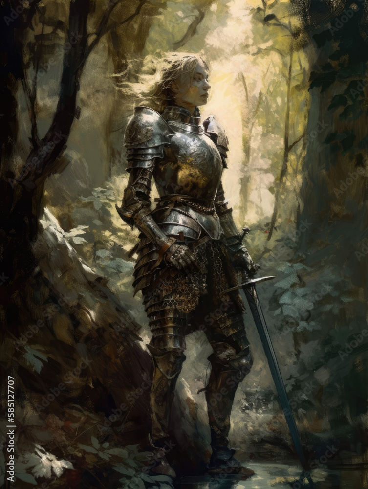 Cursed Armor: Female Knight Fused to the Dreaded Suit. (Generative AI ...