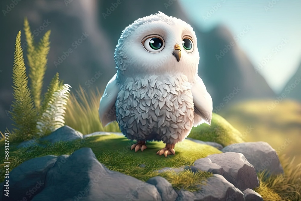 Cute Cartoon Snowy Owl (Generative AI) Stock Illustration | Adobe Stock
