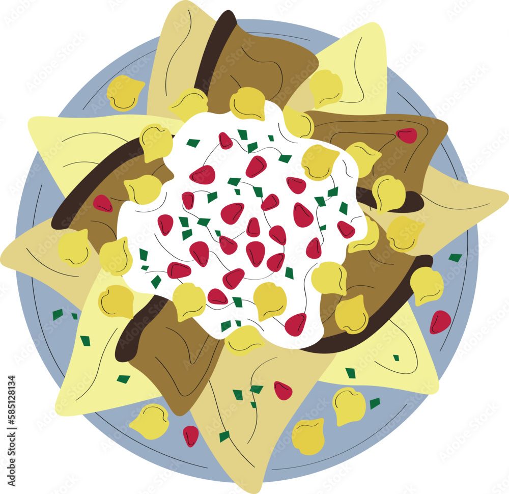 Fatteh Lebanese traditional dish from above. Colorful vector ...