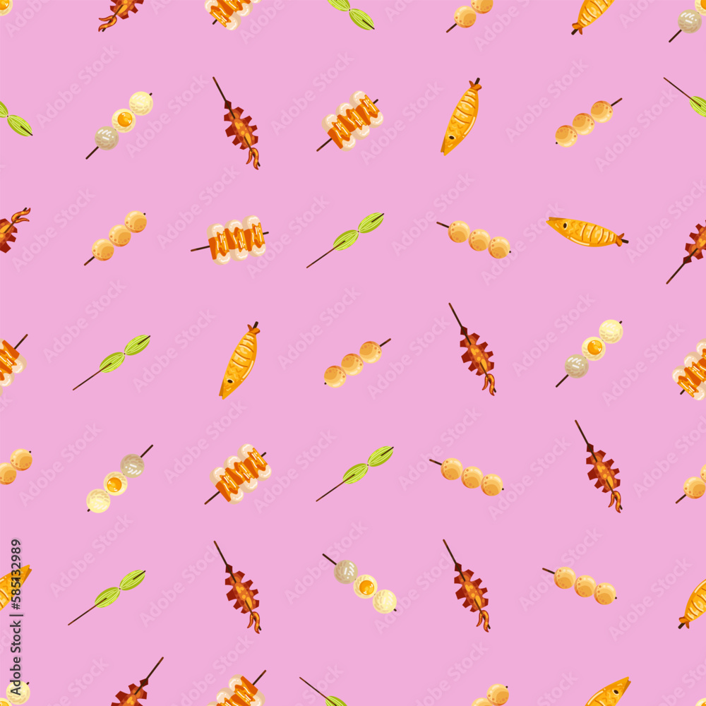 Chinese food seamless pattern. Hand drawn different types of asian food ...