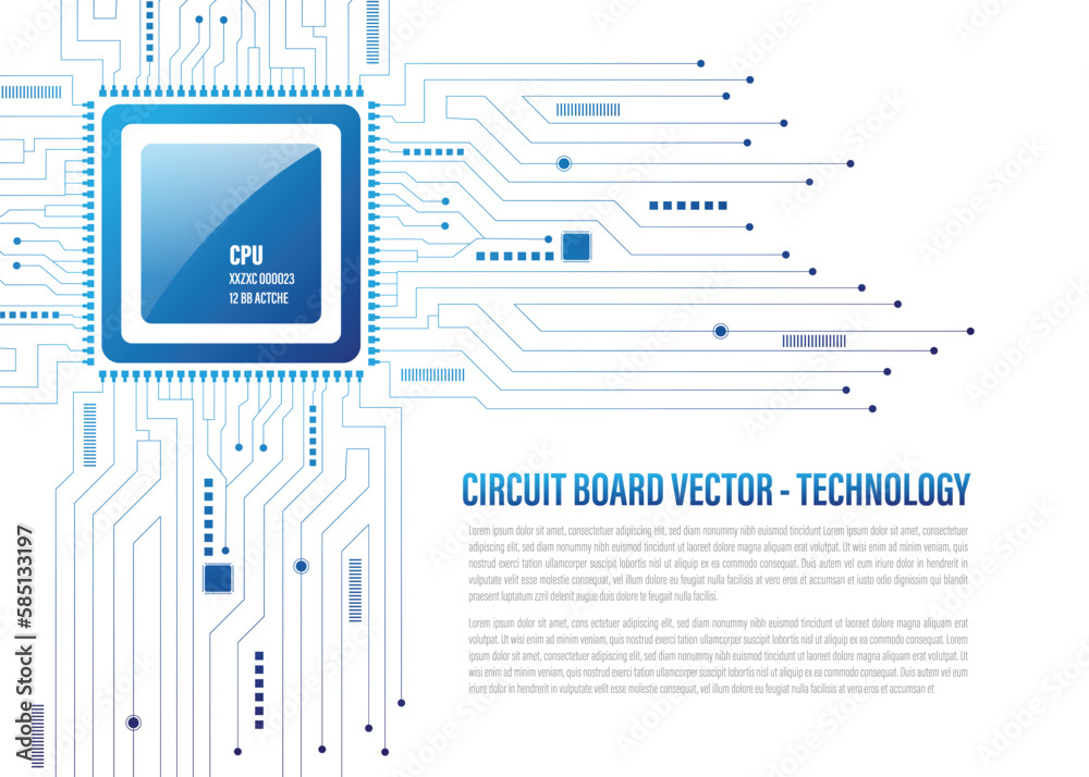 Circuit Board Microchip Processor On The Blue Background Quantum Computer Large Data
