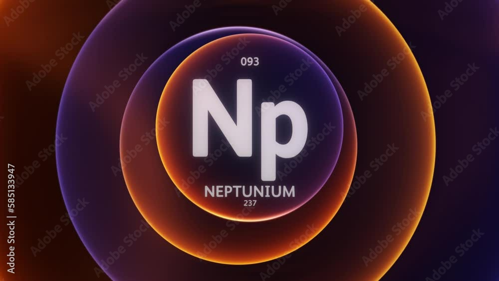 Neptunium as Element 93 of the Periodic Table. Concept animation on ...