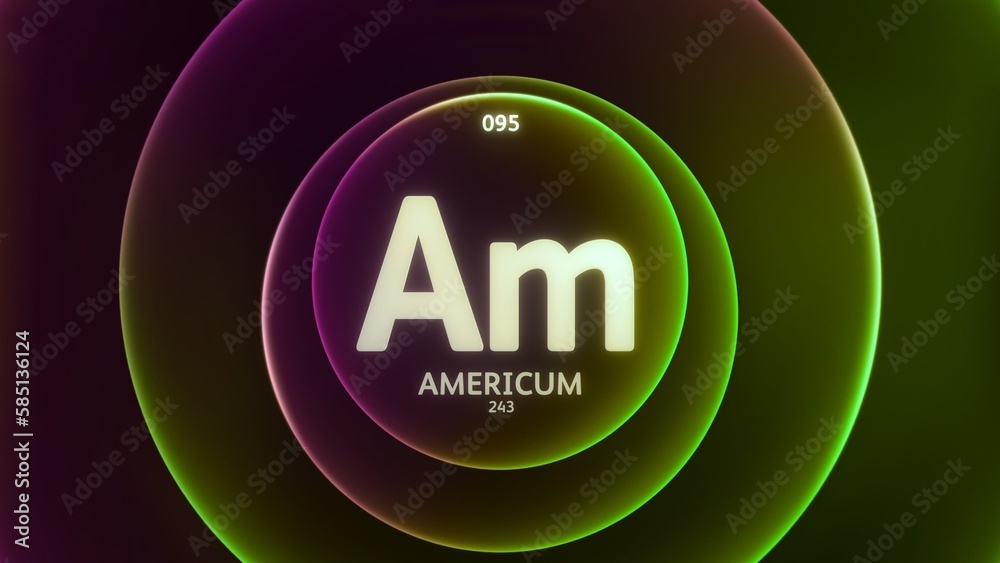 ภาพประกอบสต็อก Americium as Element 95 of the Periodic Table. Concept ...
