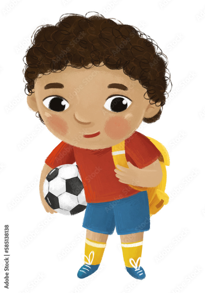 cartoon child kid boy pupil going to school learning childhood ...