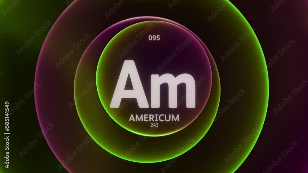 Americium as Element 95 of the Periodic Table. Concept animation on ...