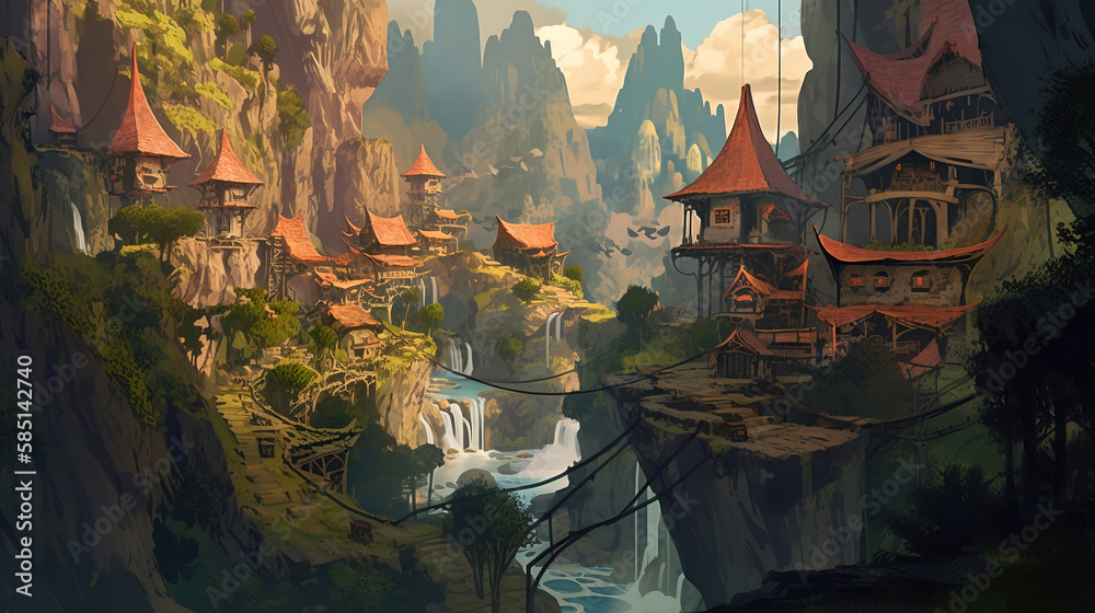 Fantasy landscape scene. game design inspiration. sketch art for artist ...