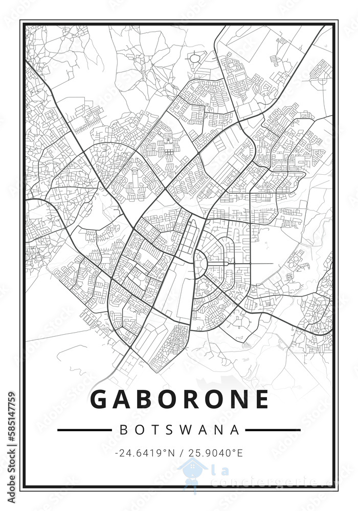Street map art of Gaborone city in Botswana - Africa Stock Illustration | Adobe Stock