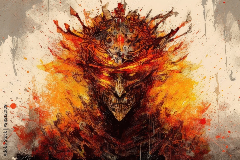 Inferno Deity: A Fiery and Bold Splatter Art Representation of the God ...