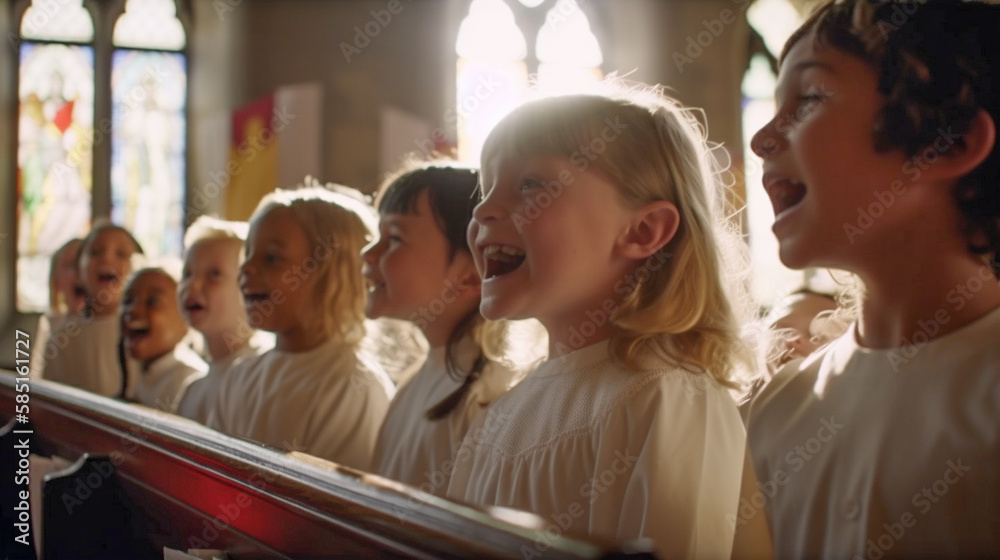 Young Girls Gather in the Church for the Choir Singing - Generatvie AI ...