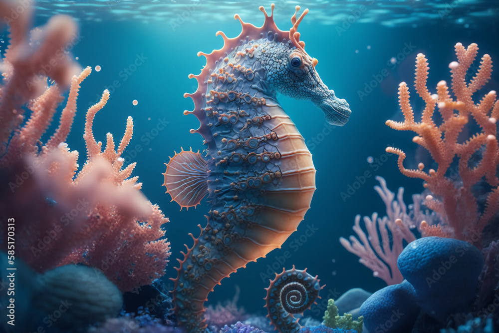 Red Seahorse swimming in the Underwater world to enjoy nature, Seahorse ...