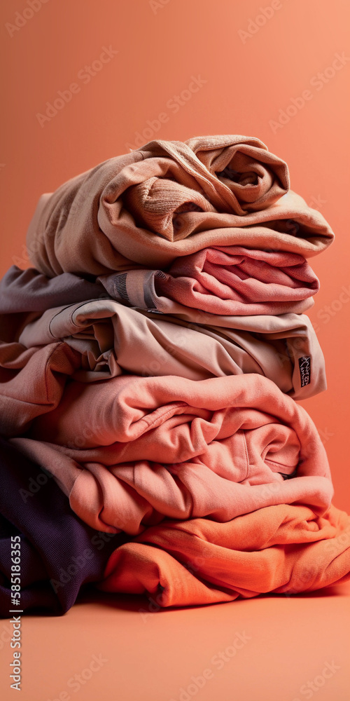 big pile of colorful unwashed and unironed clothes, isolated, created ...