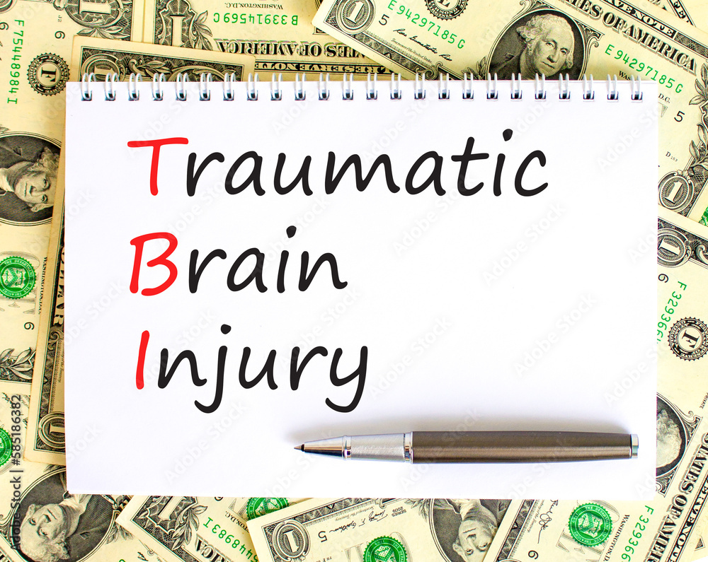 TBI traumatic brain injury symbol. Concept words TBI traumatic brain ...