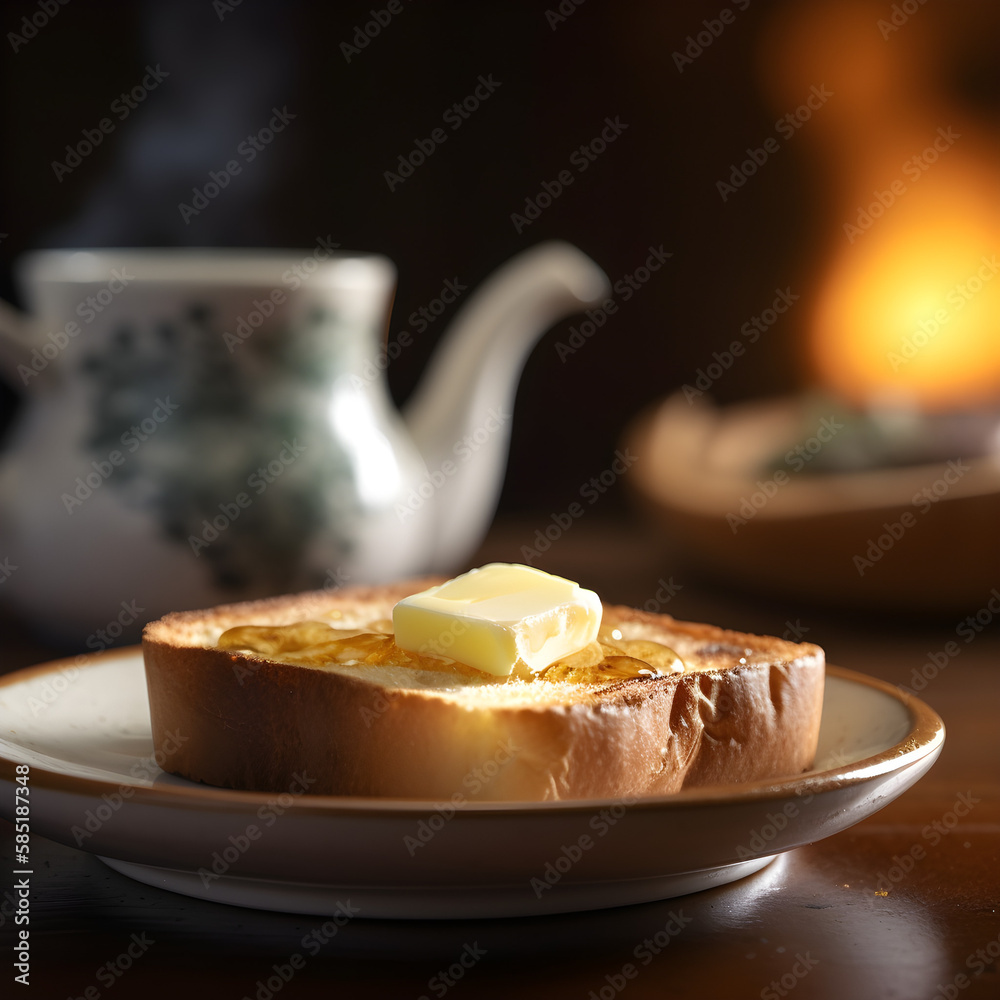 Toast with melting butter Stock Illustration | Adobe Stock