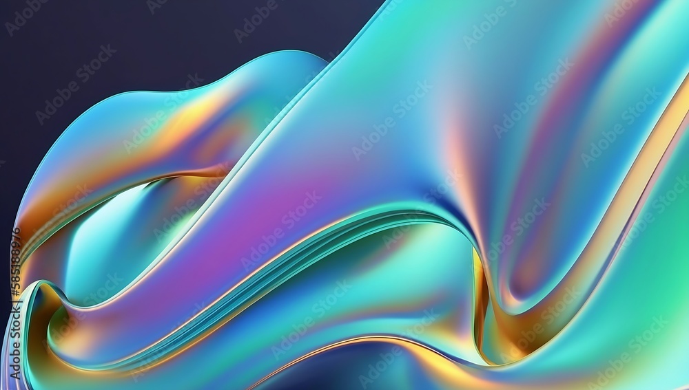Abstract fluid iridescent holographic neon curved wave in motion ...