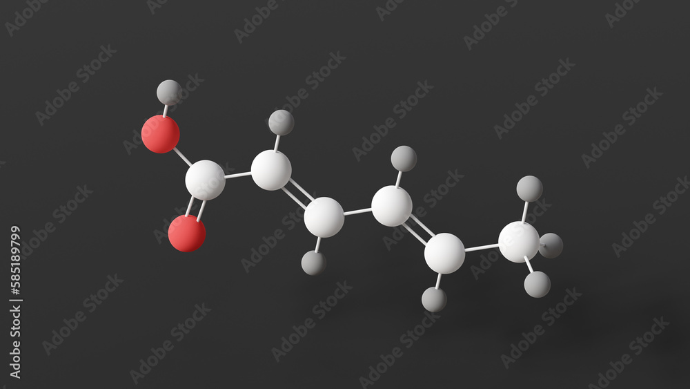 Sorbic Acid Molecule Molecular Structure Food Preservative E200 Ball