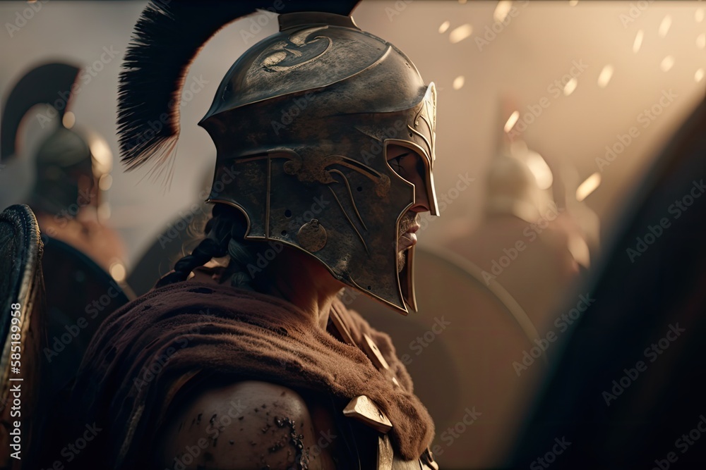 Spartan King Leonidas I and his warriors at Thermopylae. Generative AI ...