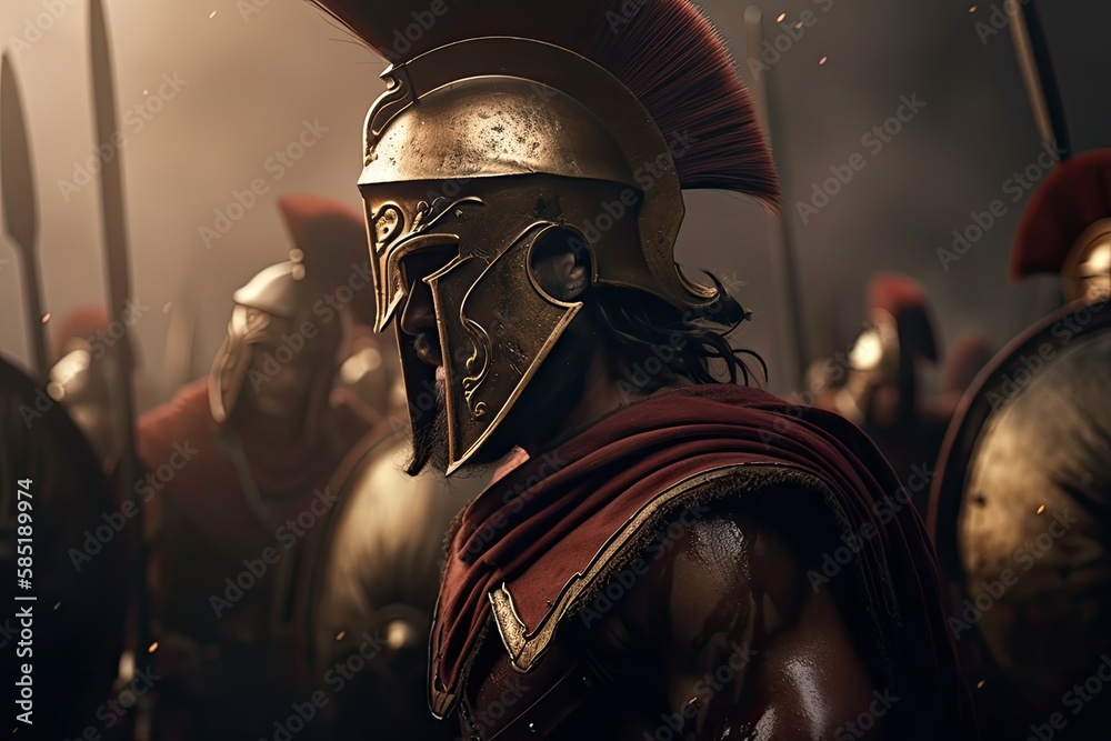 Spartan King Leonidas I and his warriors at Thermopylae Stock ...