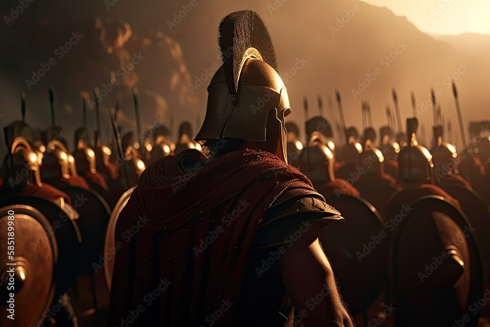Spartan King Leonidas I and his warriors at Thermopylae Stock ...