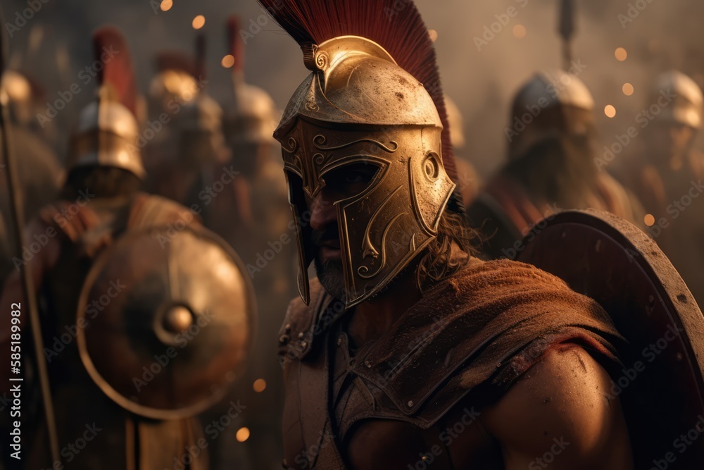 Spartan King Leonidas I and his warriors at Thermopylae Stock ...