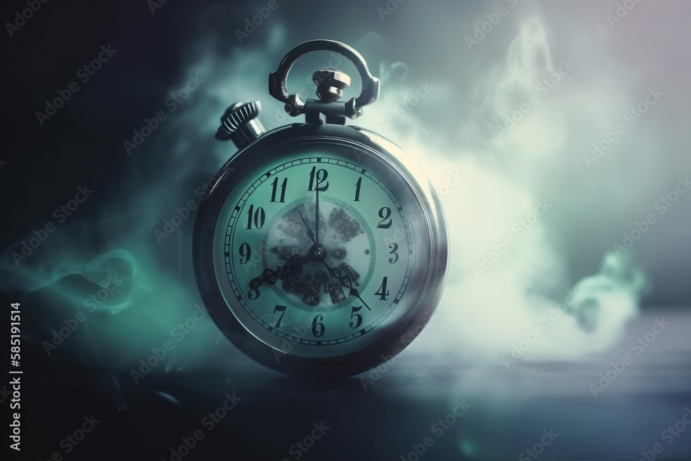 an alarm clock with smoke coming out of the top of it's face and a ...