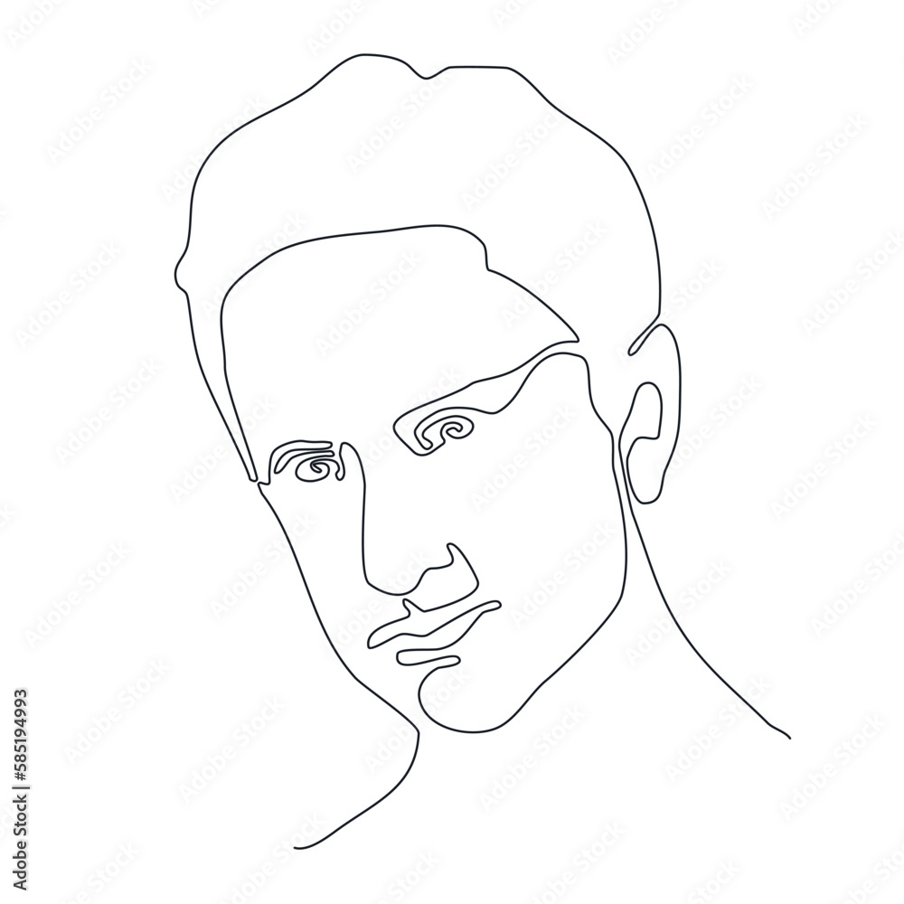 Face man line art minimalist logo. Line sketch of man face. Abstract ...