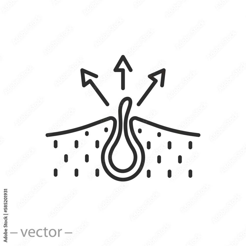 squeeze pimple icon, cleaning skin pore, removes acne, thin line symbol ...