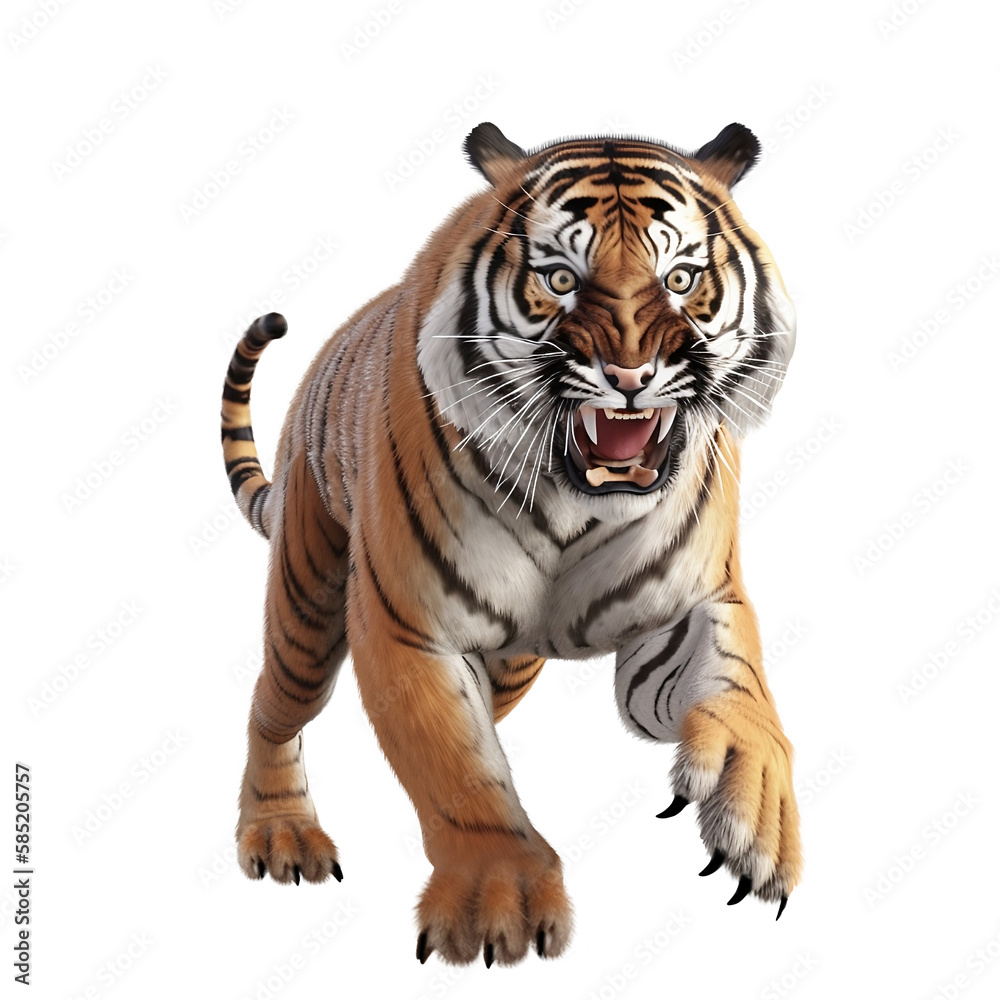Angry Tiger in action transparent background PNG Stock-Foto | Adobe Stock