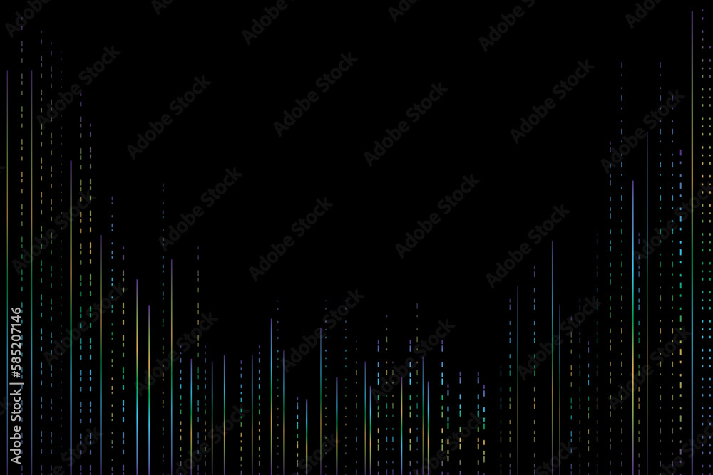 Abstract black background with gradient dashed lines and stripes with ...