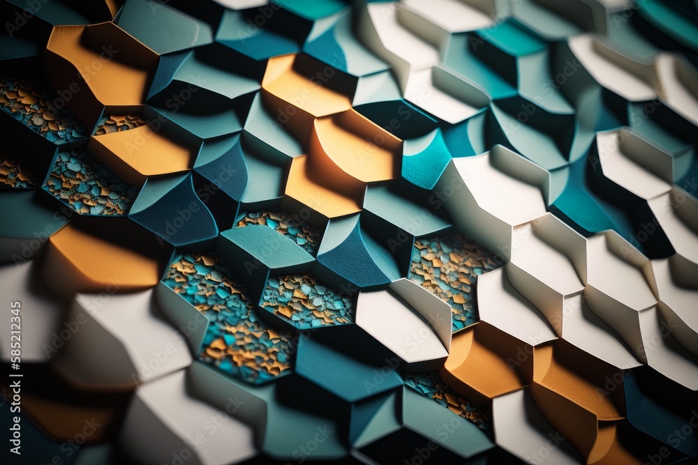 Simple Geometric Art: Cinematic Abstract Mosaic Design with Depth of ...