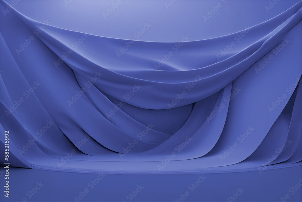 Blue fabric draped over the wall background, luxury silk backdrop for ...