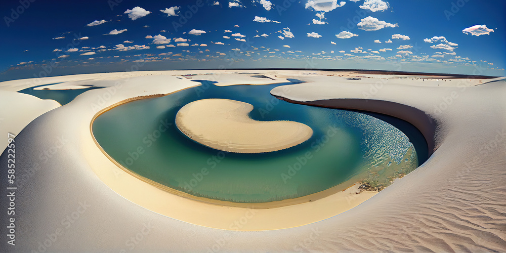 breathtaking aerial white sand view of dunes and lagoons, showcasing ...