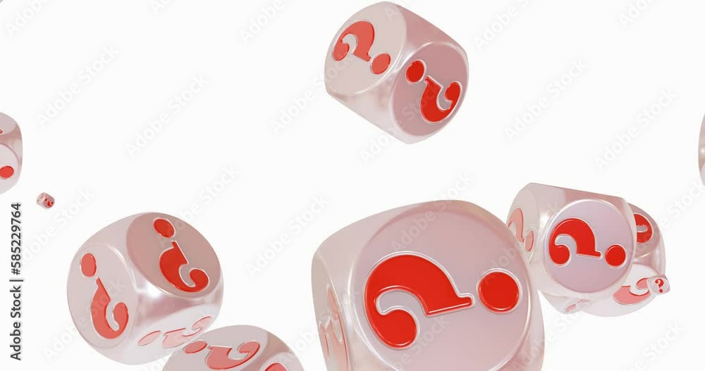 White cubes with red question marks. Many white cubes labeled red ...