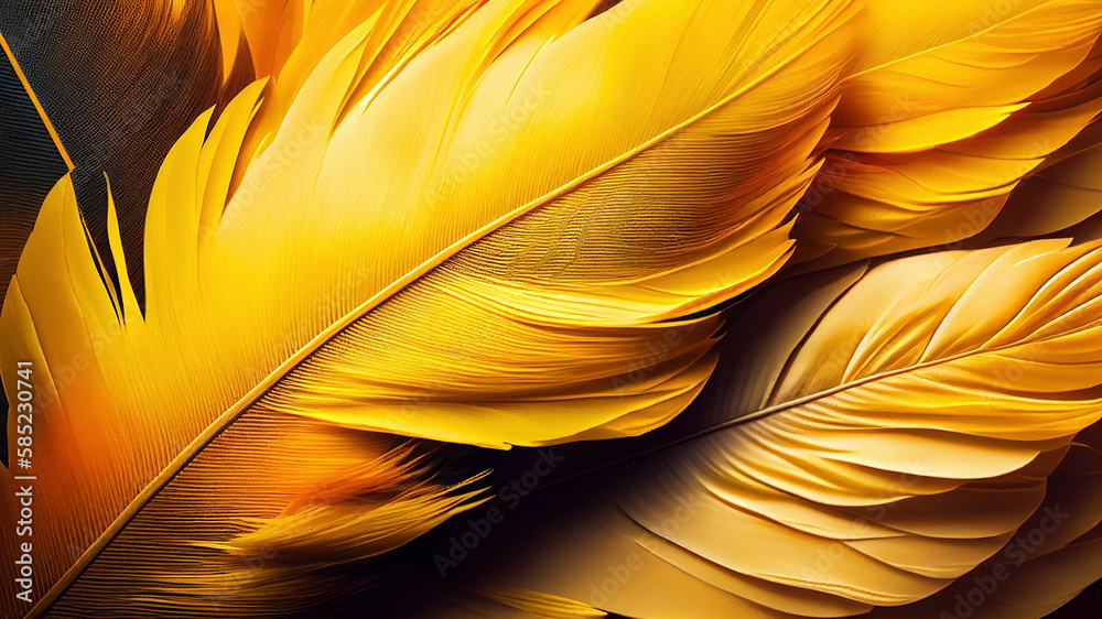 Serene AI-Generated Soft Yellow Feather Pattern from Corner to Corner ...