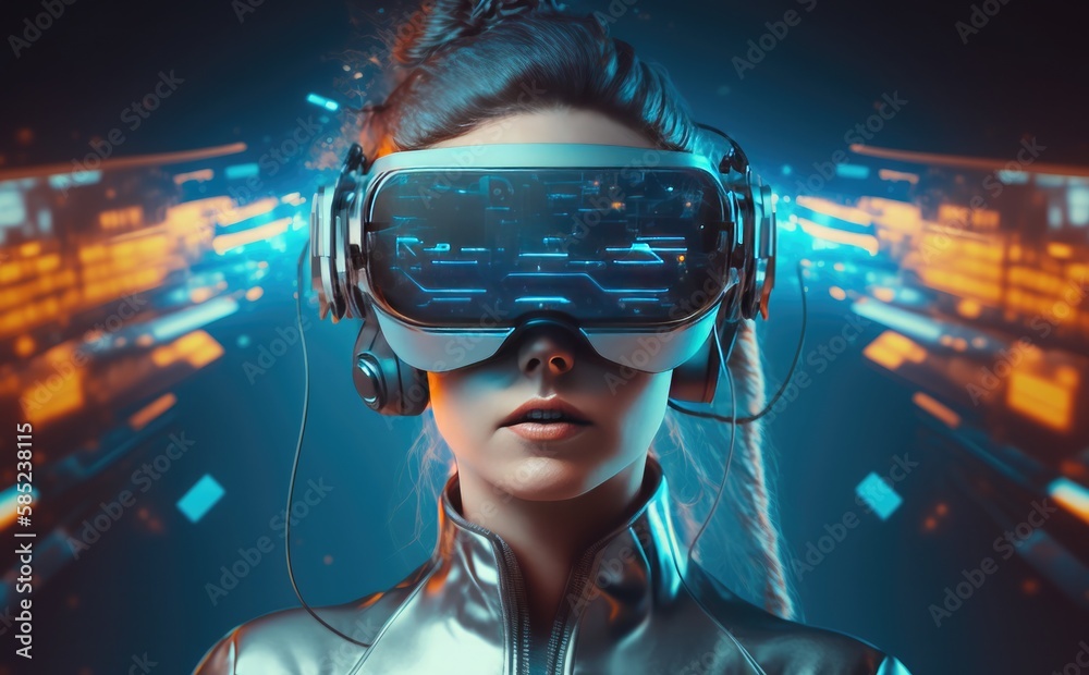 futuristic metaverse game and entertainment digital technology with ...