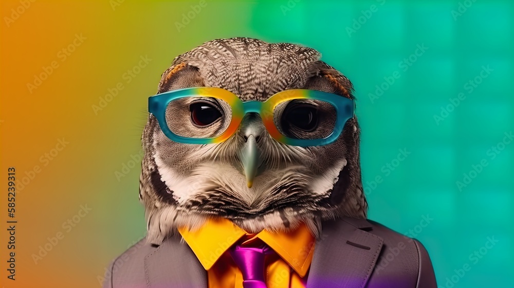 Owl in suit: Studio Shot of a Owl in Business clothes, Mixing ...