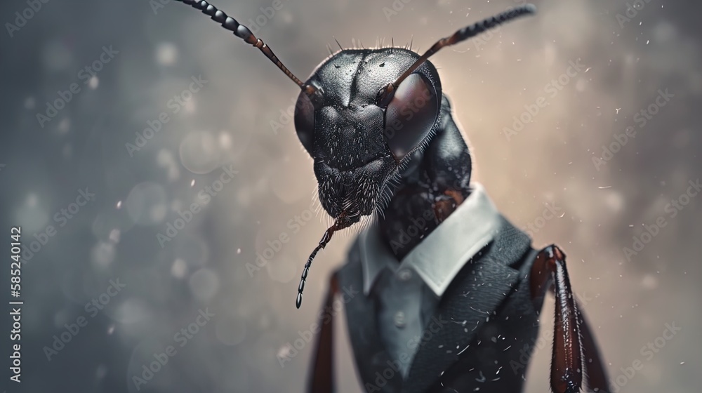 Ant in suit: Studio Shot of an ant insect in Business clothes, Mixing ...