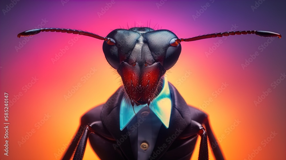 Ant in suit: Studio Shot of an ant insect in Business clothes, Mixing ...