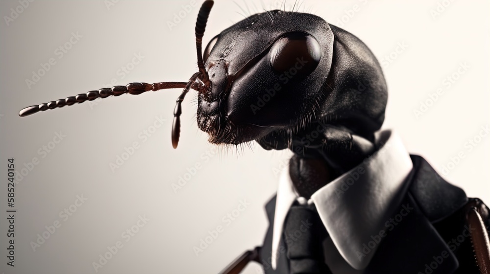 Ant in suit: Studio Shot of an ant insect in Business clothes, Mixing ...