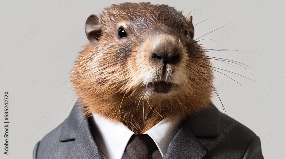 Beaver in suit: Studio Shot of a Beaver in Business clothes, Mixing ...