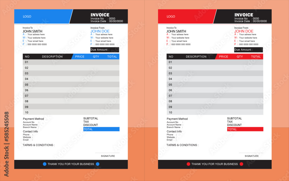Beautiful business invoice template design Stock Vector | Adobe Stock