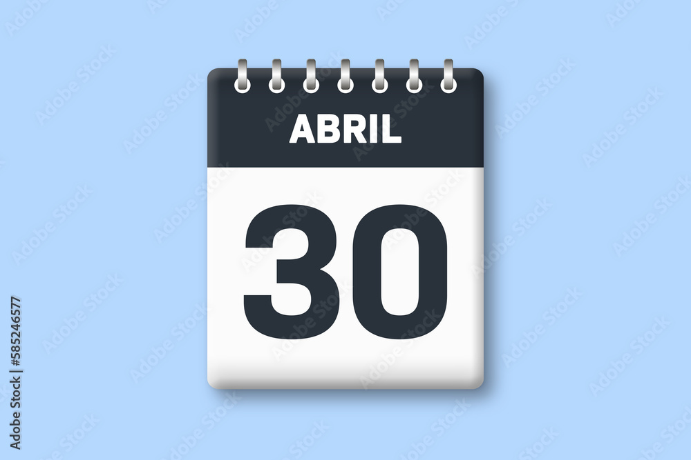30 de abril - fecha calendario pagina calendario - trigesimo dia de ...