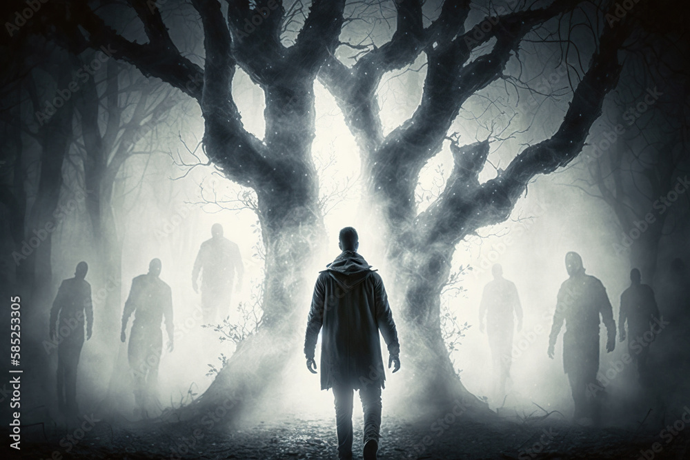 Superstitious frightened man see ghosts, concept of Superstition and ...