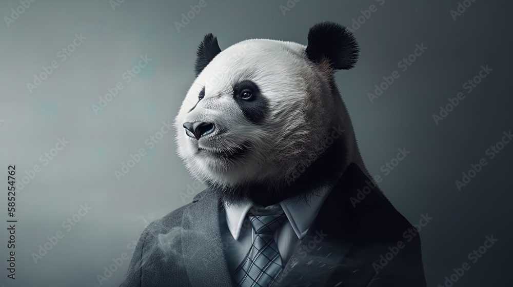 Panda bear in suit: Studio Shot of a Panda bear in Business clothes ...